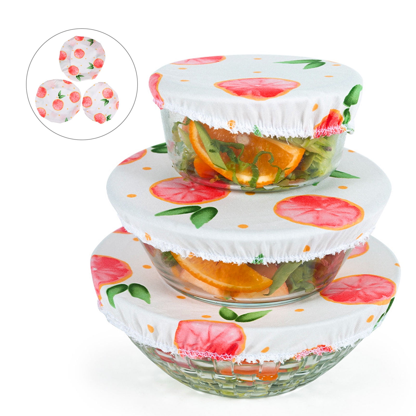 SKISUNO 3Pcs Round Cotton Reusable Bowl Covers Elastic Assorted Color ...