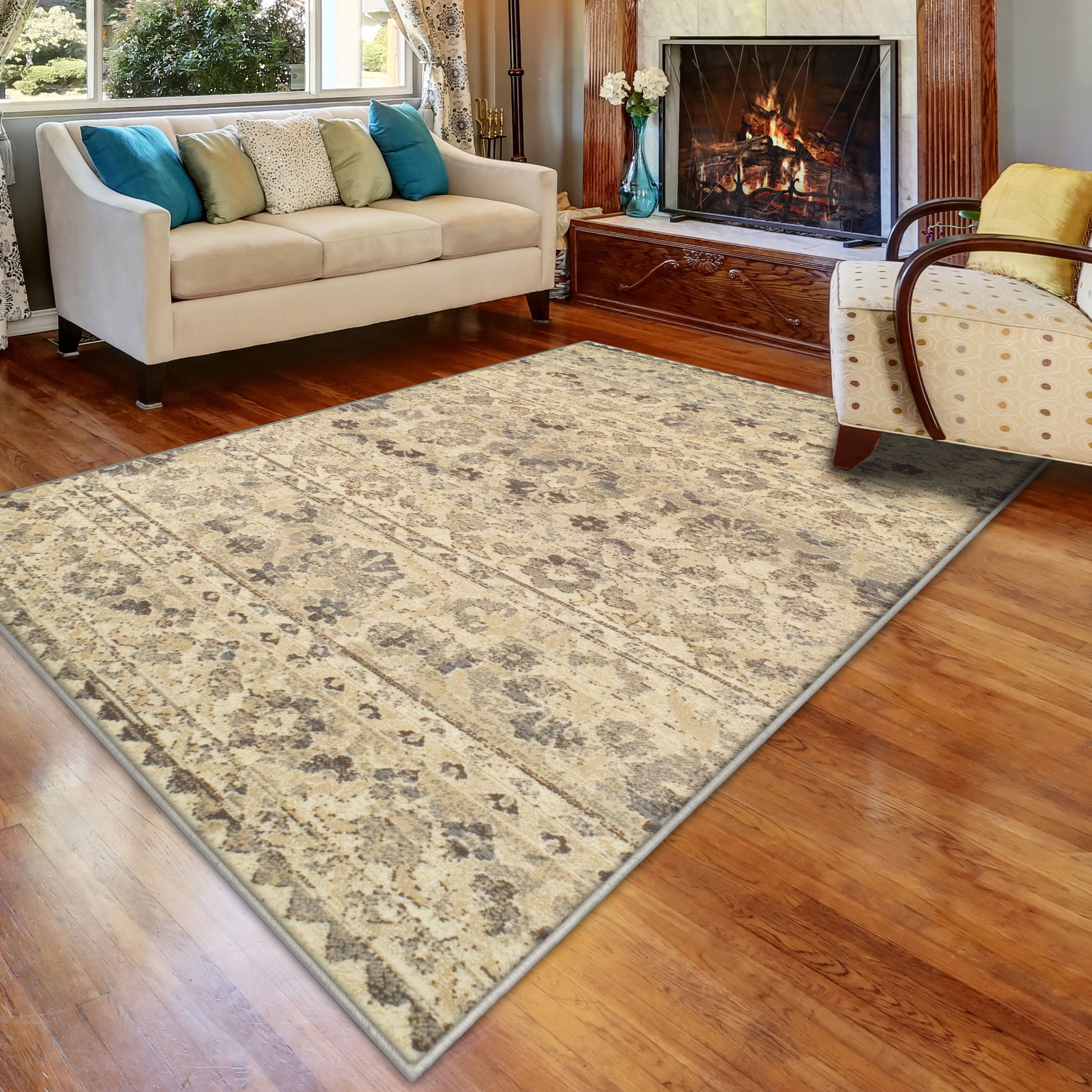 impressions-floral-traditional-area-rug-brown-walmart-walmart