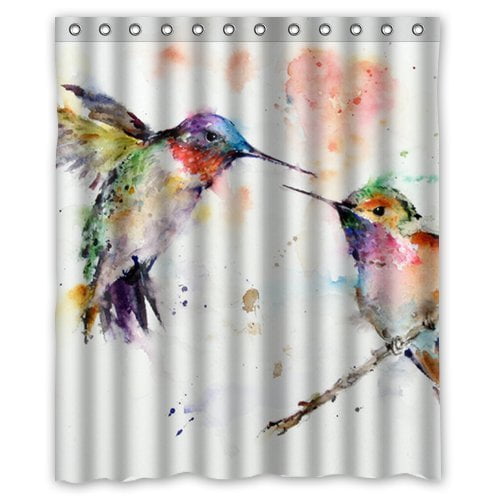 Hellodecor Hummingbird Shower Curtain Polyester Fabric Bathroom