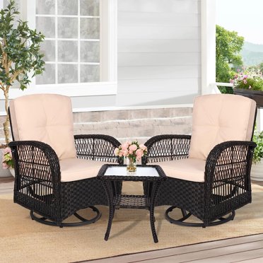 W WARMHOL 3 Pieces Wicker Patio Bistro Set, Outdoor Furniture Patio ...