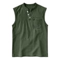 Ceisia Men's Washed Henley Neck Sleeveless Tank Top Button Placket ...