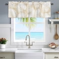 Beige Shell Valances for Windows, Rod Pocket Kitchen Valance Curtains ...