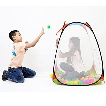 Kid's Mesh Pop Up Playhouse Tent and Ball Pit with Basketball Hoop ...