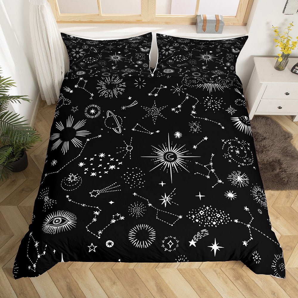 YST Sun and Moon Bedding Set, Boho Exotic Black White Duvet Cover ...