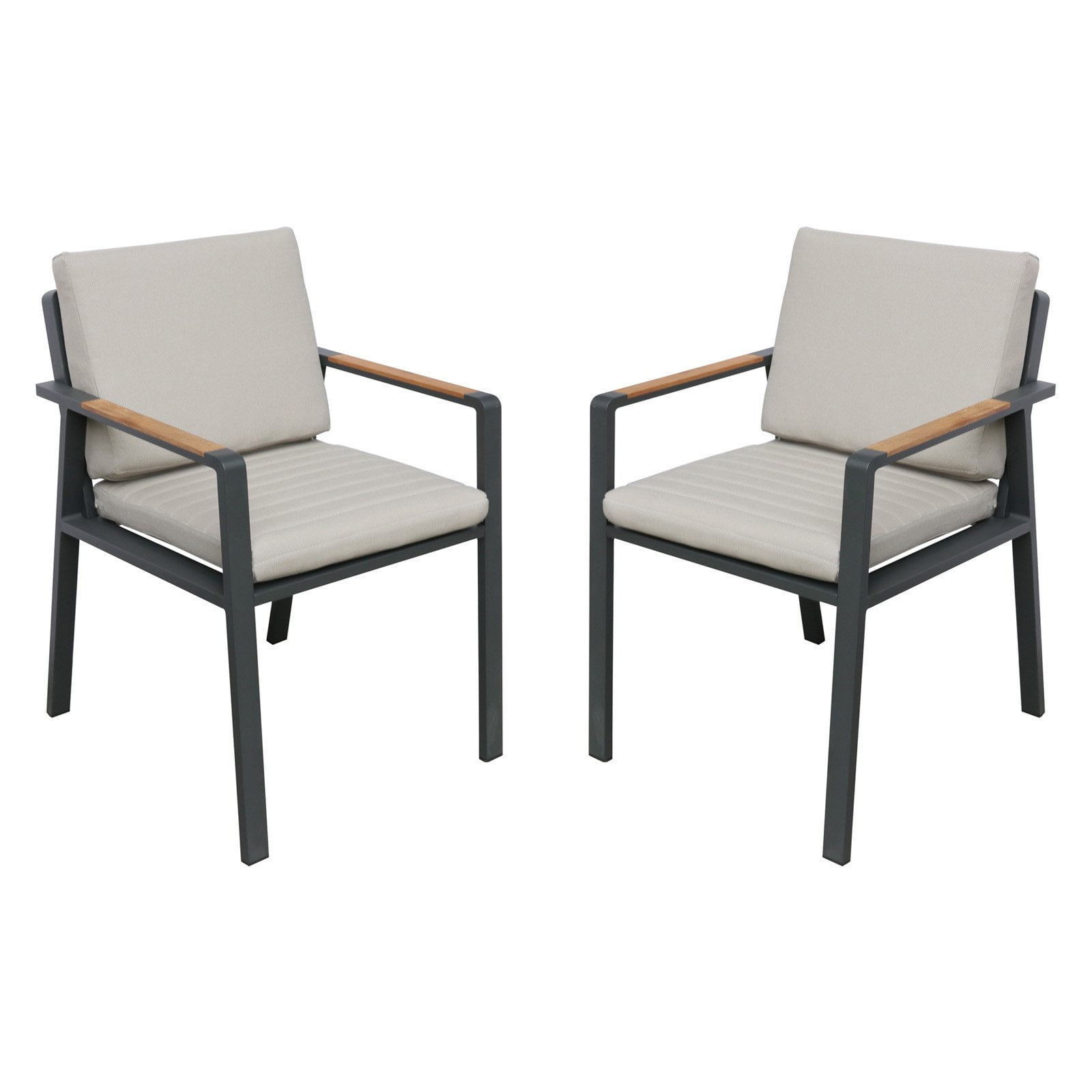 Armen Living Nofi Outdoor Patio Dining Chair in Charcoal Finish with ...