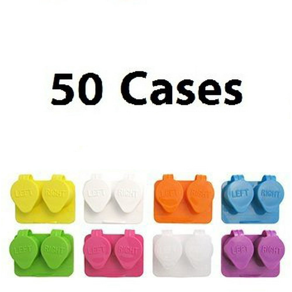 Deep Well Flip-top Contact Lens Cases Bulk Pack of 50 Assorted Colors ...