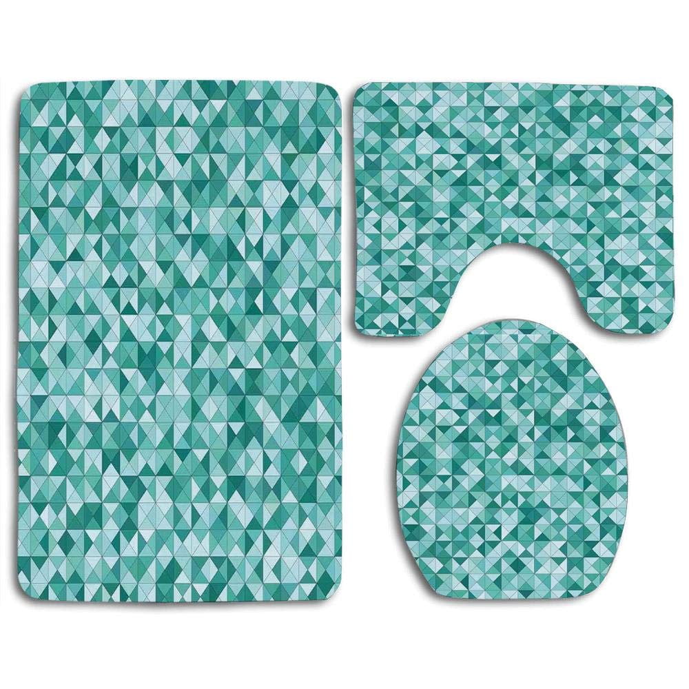 CHAPLLE Teal Triangle Mosaic Polygon Shapes Shadows Effect 3 Piece ...