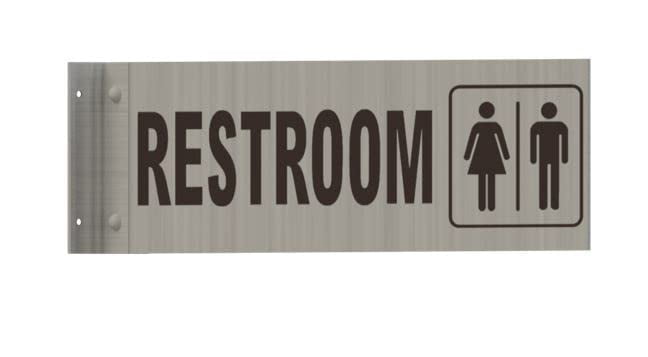 Restroom Sign -Two-Sided/Double Sided Projecting, Corridor and Hallway ...