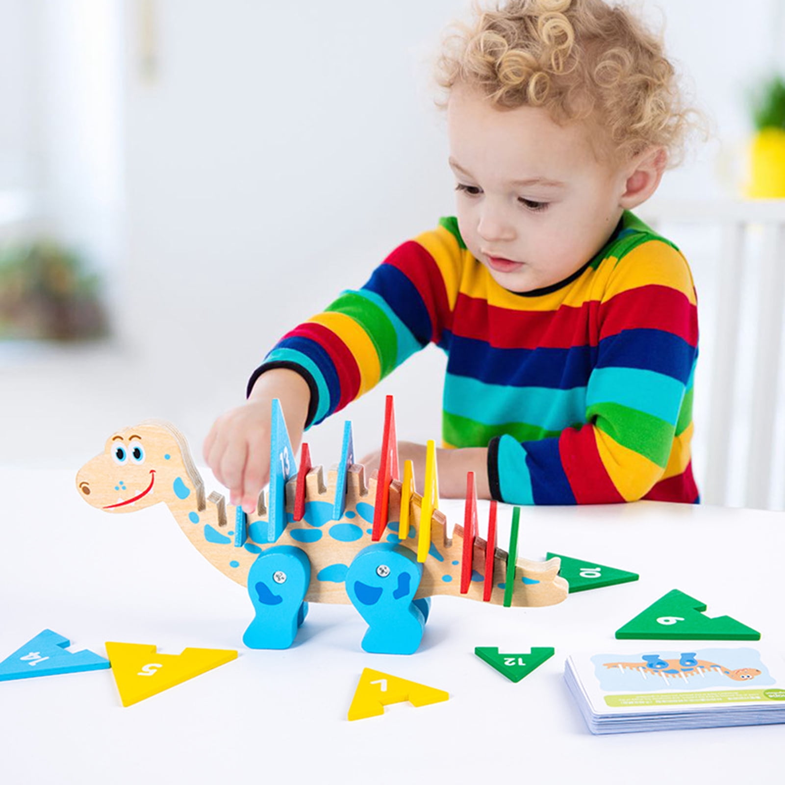 Hesroicy 1 Set Preschool Toy Pairing Shape Color Number Cognition Wood ...
