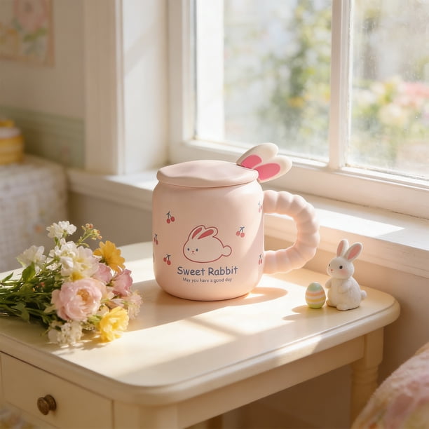 Taza de Pascua con conejito dulce, tapa y cuchara, caja de regalo ...