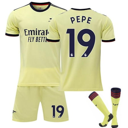 2021-2022 Away Yellow Football Jersey Set No. 19 Nicolas Pepe T-shirt ...