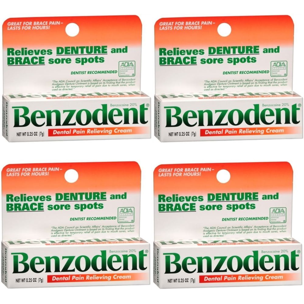 4 Pack Benzodent Denture Ointment - 0.25 Oz Each - Walmart.com