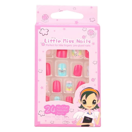 Kids Artificial Fake Nails,24 Pieces Kids Fake Kids False Nail Fake ...