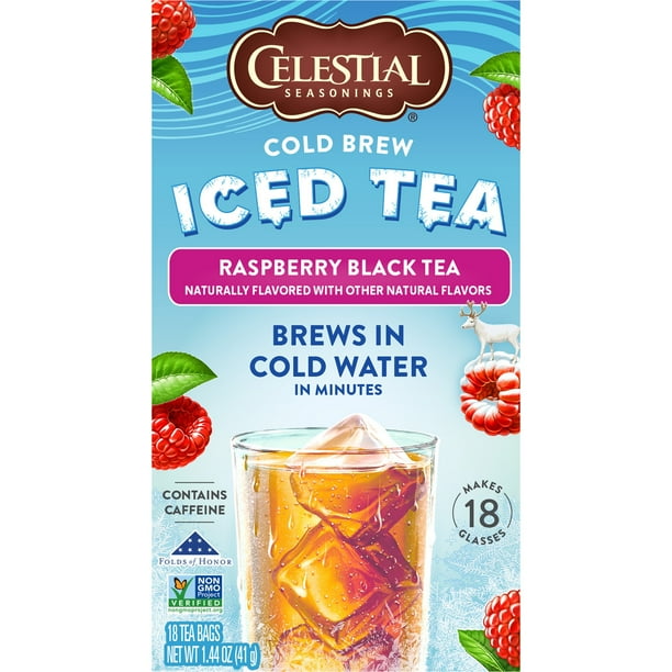 Celestial Seasonings Cold Brew Raspberry Black Iced Tea Bags, 18 Count ...