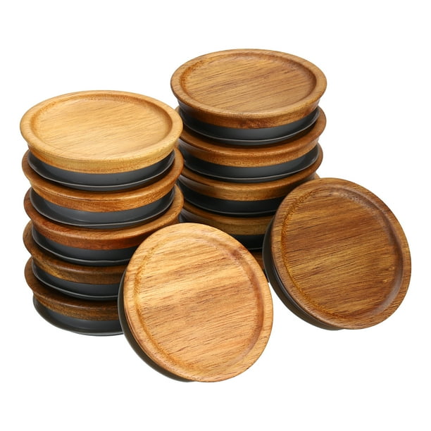 Regular Boca Albañil Tarro Tapas Madera Almacenamiento Envasado Tarro Tapas Bola Frascos Madera ...