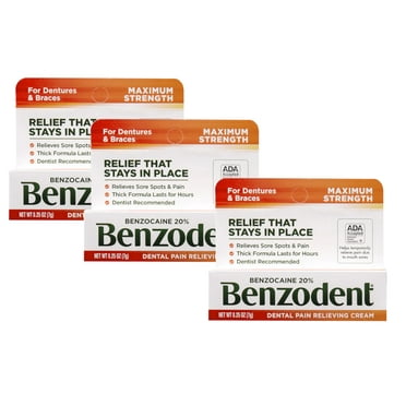 Benzodent Dental Pain Relieving Cream 0.25 oz HSA/FSA Eligible ...