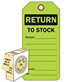 RETURN TO STOCK Tags, 6-1/4" x 3", Fluorescent Green, Dispenser Roll ...