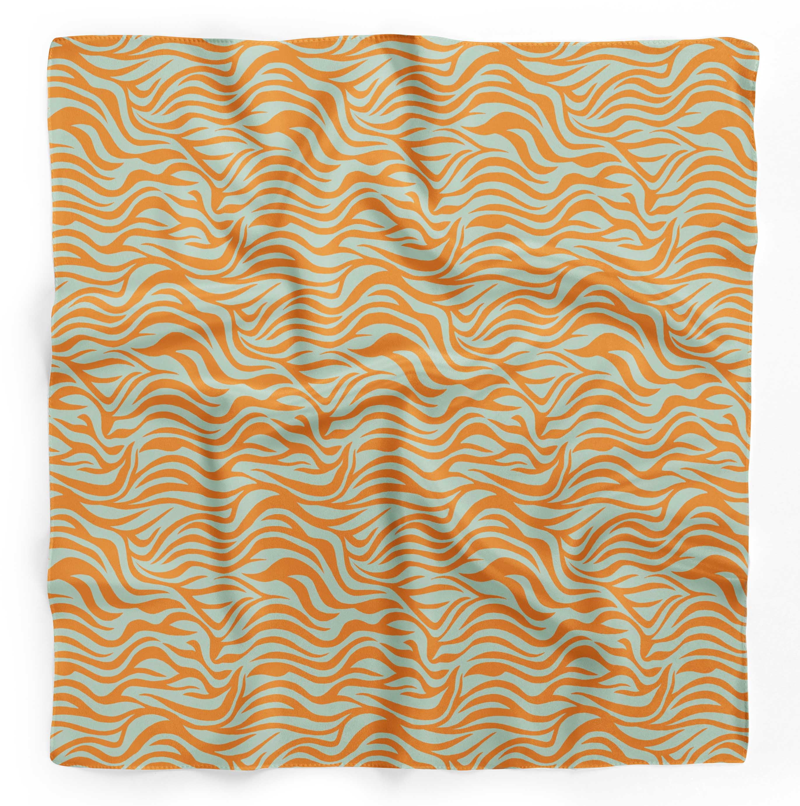 Bimba Orange Wild Animal Skin Printed Pure Silk Scarf Neck Wrap Summer ...