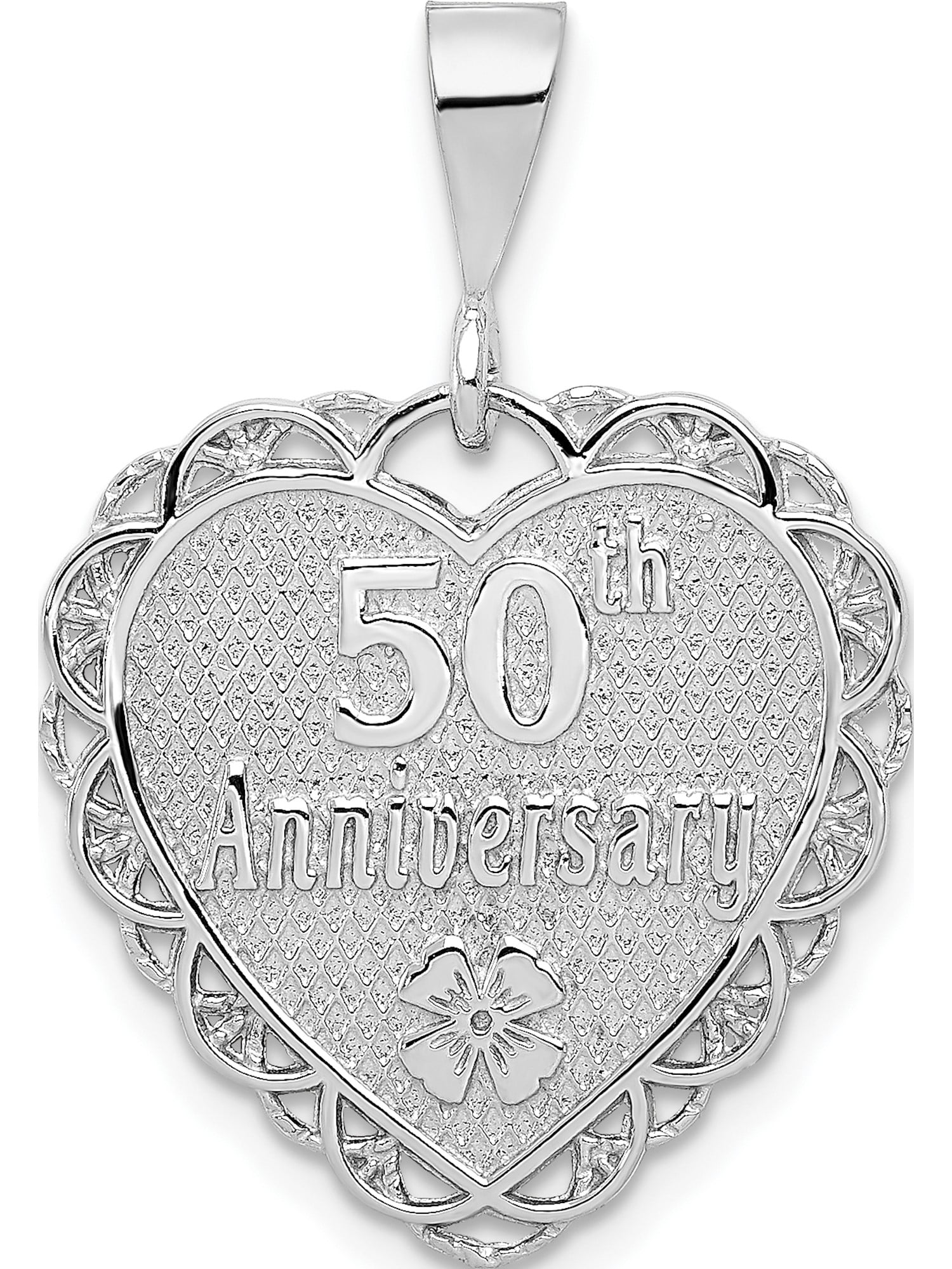 14k White Gold Polished Faceted Reversible 50th Anniversary (20x29mm ...