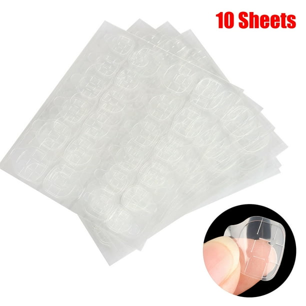 10 Sheets Double-side Nail Glue Sticker, TSV 240pcs Transparent Nails ...