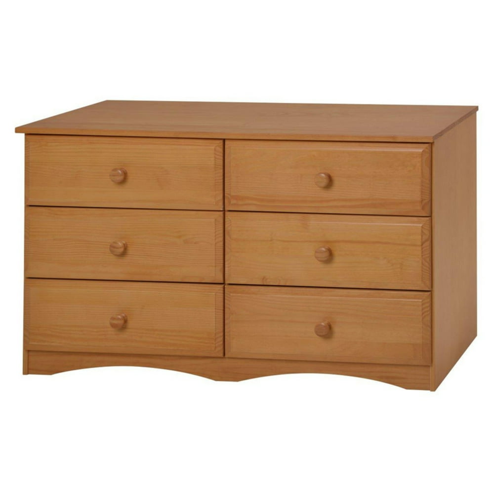 Essentials Six Drawer Double Dresser - Natural Finish - Walmart.com ...