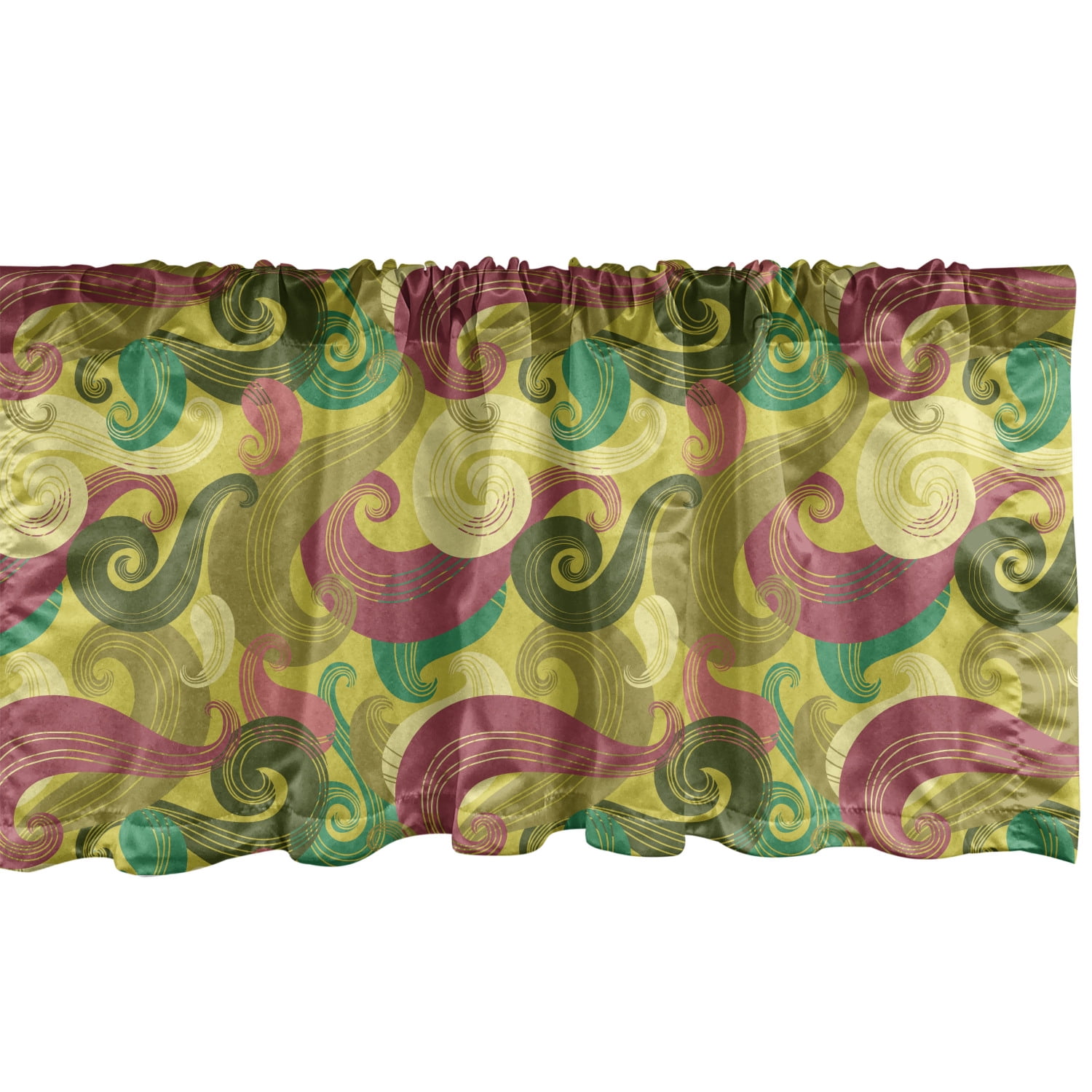 Abstract Window Valance Pack of 2, Colorful Brushstroke Style Curly ...