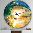 Designart 'Colored Ocean Waves Falling Down II' Coastal wall clock ...