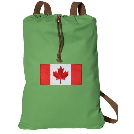 Canadian Flag Drawstring Backpack NATURAL COTTON Canada Flag Cinch Bag ...