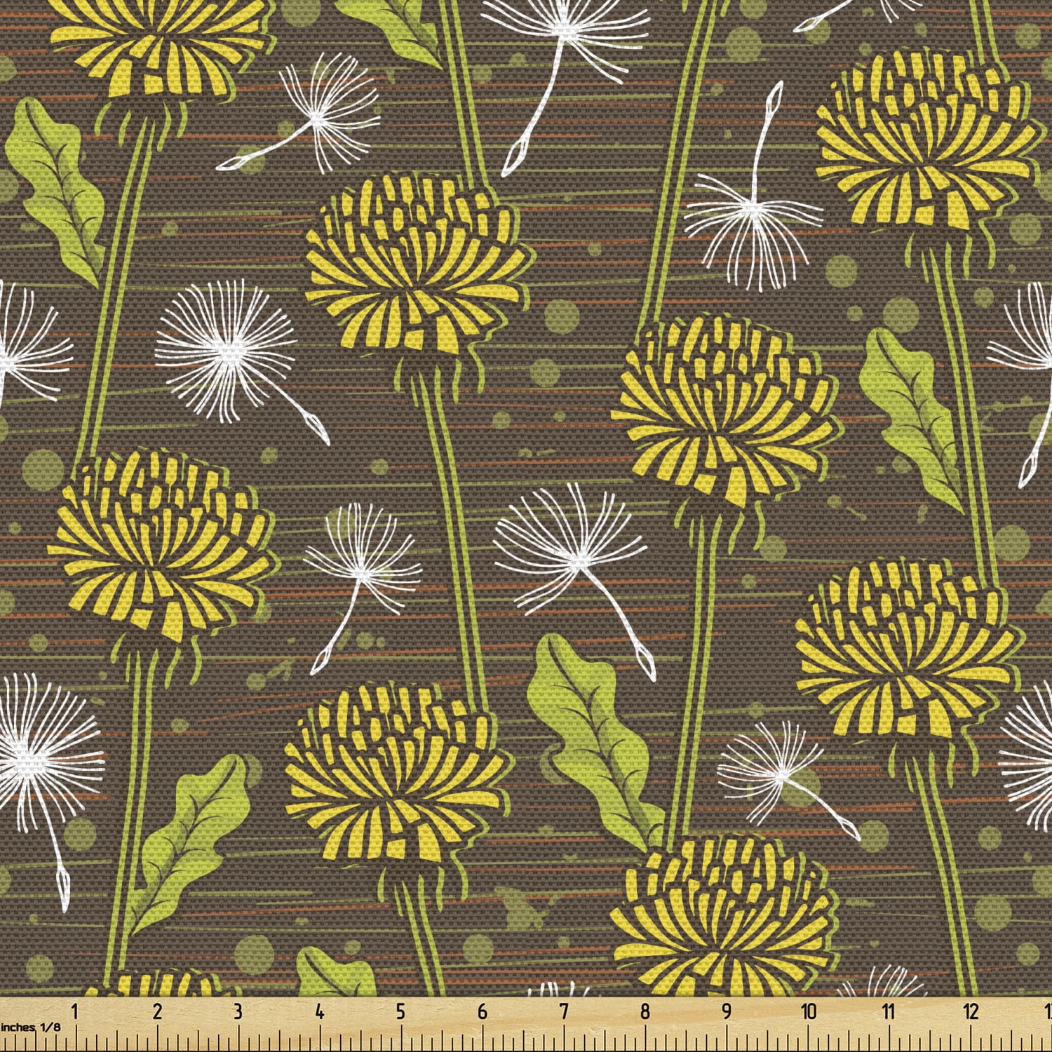 Dandelion Upholstery Fabric by the Yard, Daisy Blossom Petals Buds with ...