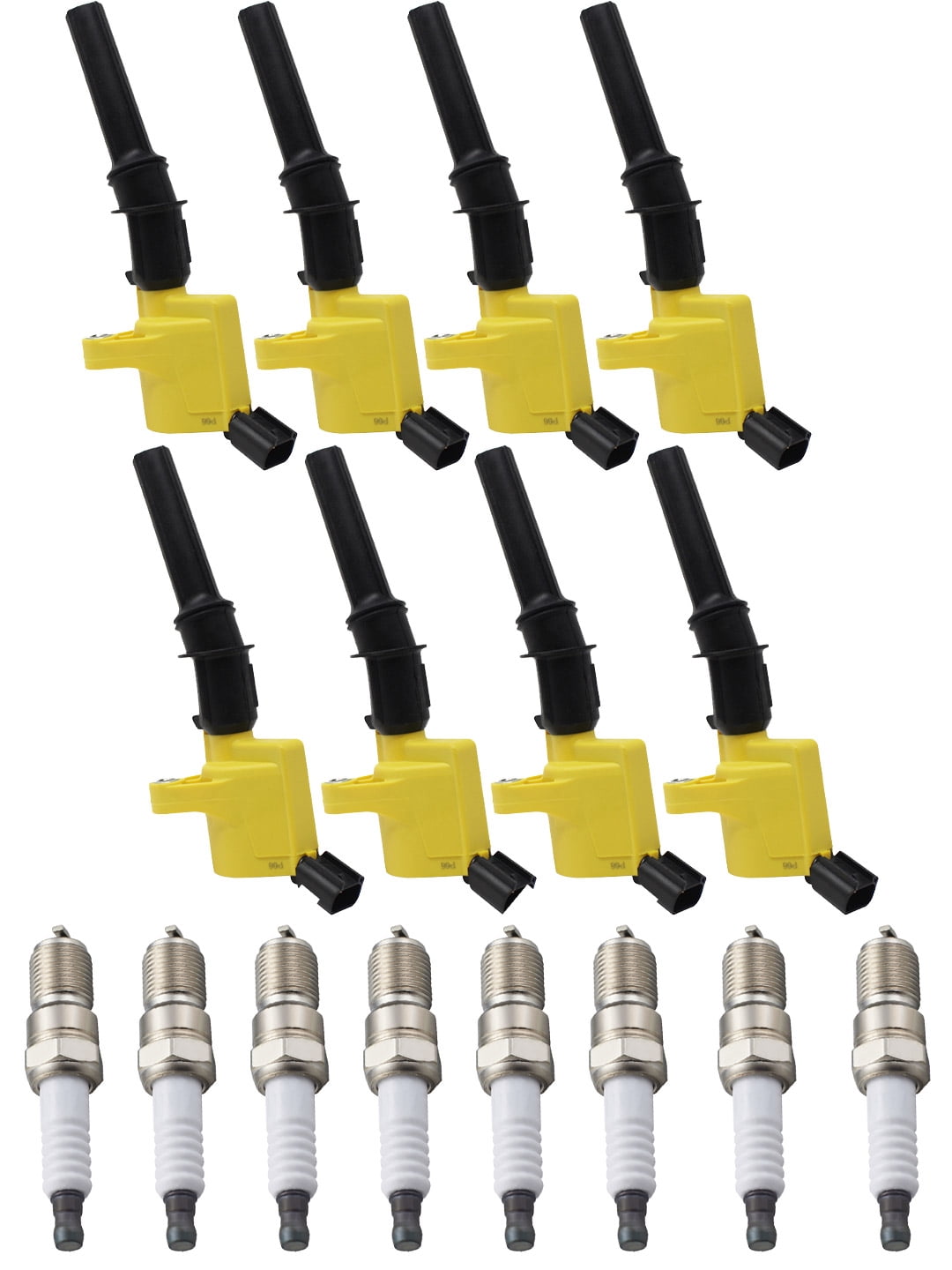Set of 8 ISA Brand Yellow Color Ignition Coils and ISA Brand Spark ...