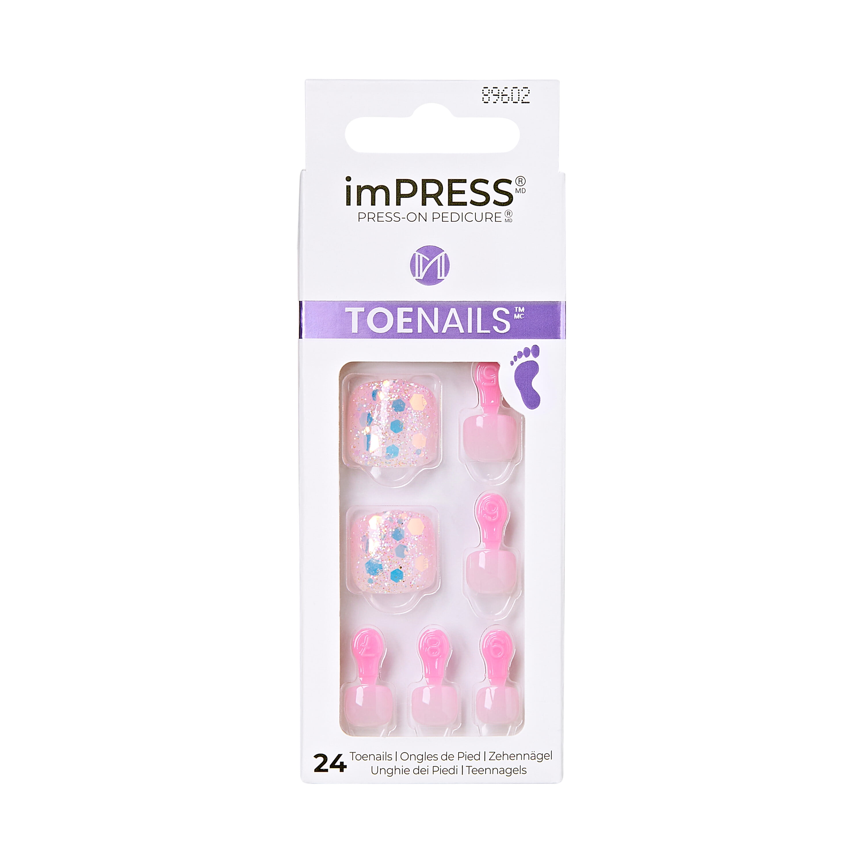 KISS imPRESS Square Press-On Toenails, Pink, 24 Pieces - Walmart.com