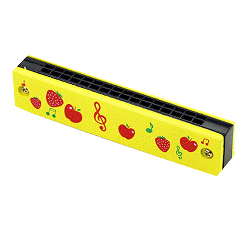 Wooden 16 Hole Fruit Pattern Harmonica Musical Instrument Educational ...
