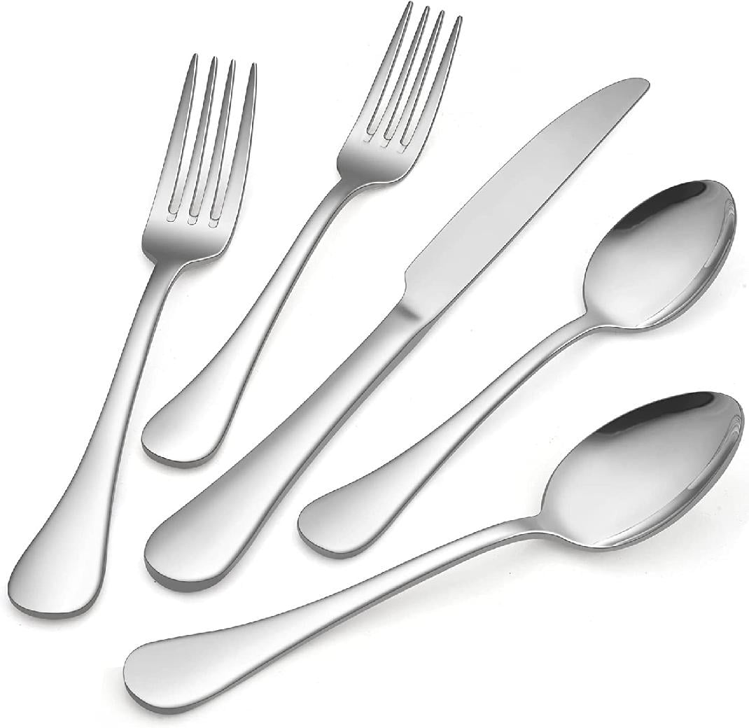 40-Piece Silverware Set, 18/10 Stainless Steel Flatware Set Service for ...