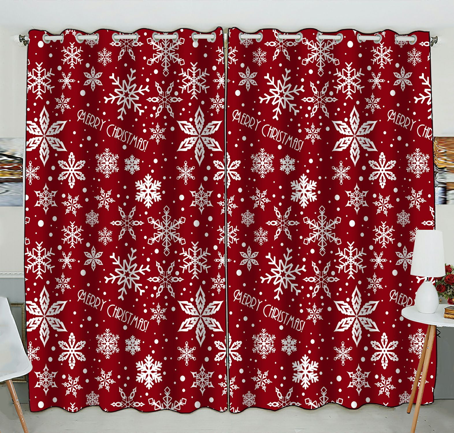 ZKGK Snowflake Window Curtain Drapery/Panels/Treatment For Living Room ...