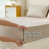Tan Gingham Queen Sheet Set, Soft Brushed Microfiber Taupe Plaid ...