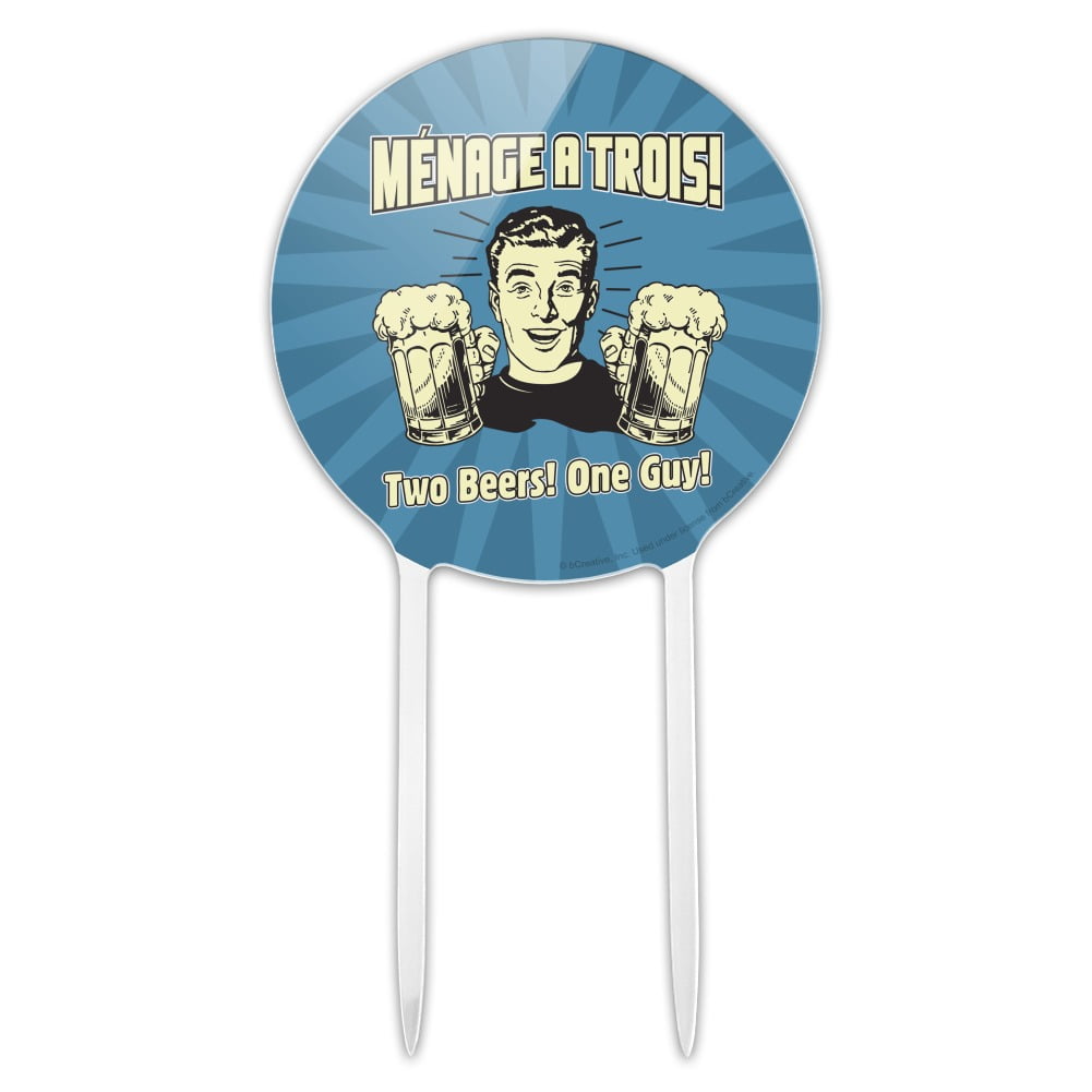 Acrylic Menage A Trois Threesome Two Beers One Guy Funny Humor Retro ...
