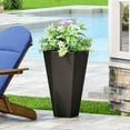 25" Tall Planters for Outdoor,Modern Small Cast Stone Planter for ...