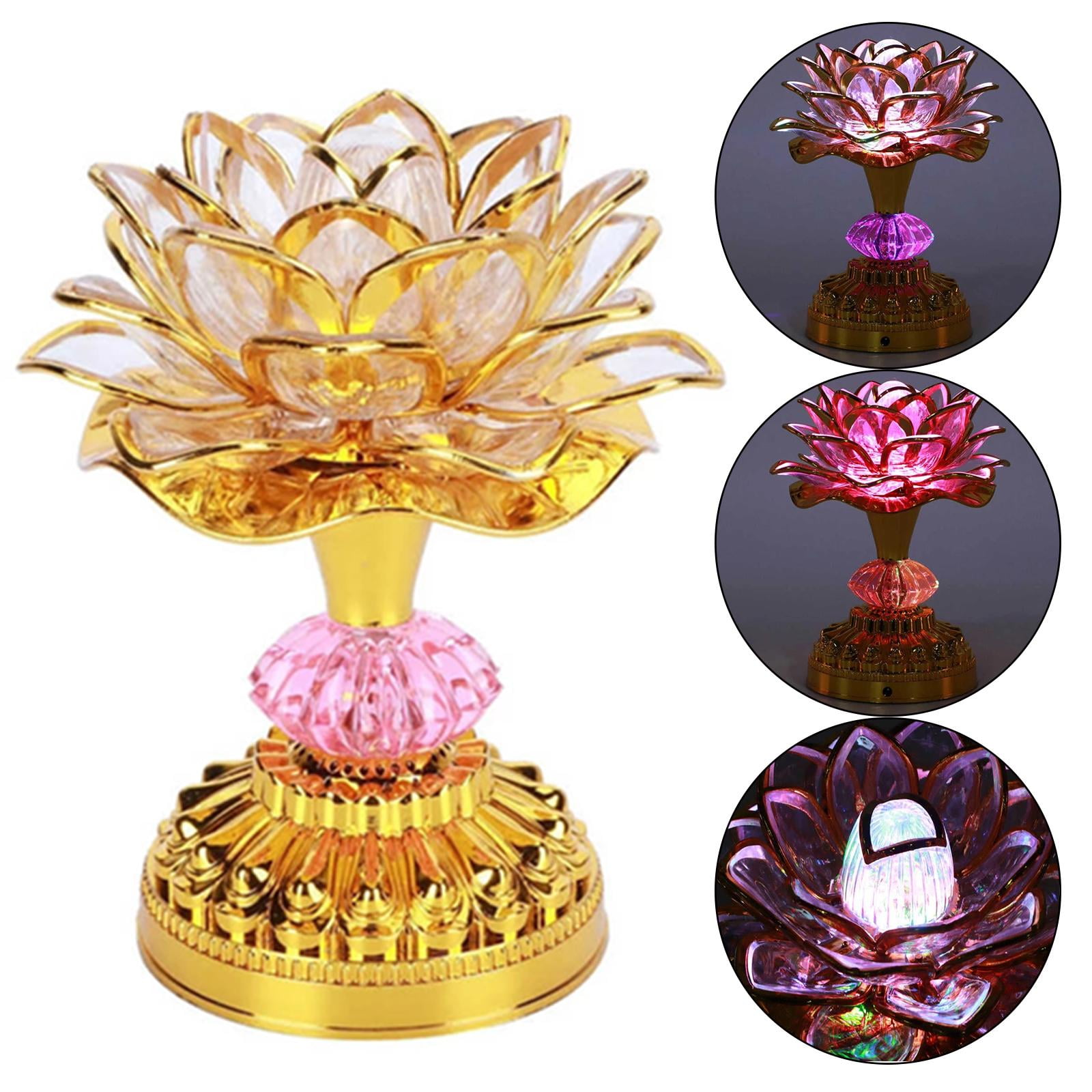 LED Lotus Buddhist Lights Color-Changing Buddha Lotus Lamps Battery ...