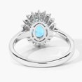 2 Ct Oval Swiss Blue Topaz and Lab Diamond Prong Silver Halo Ring ...