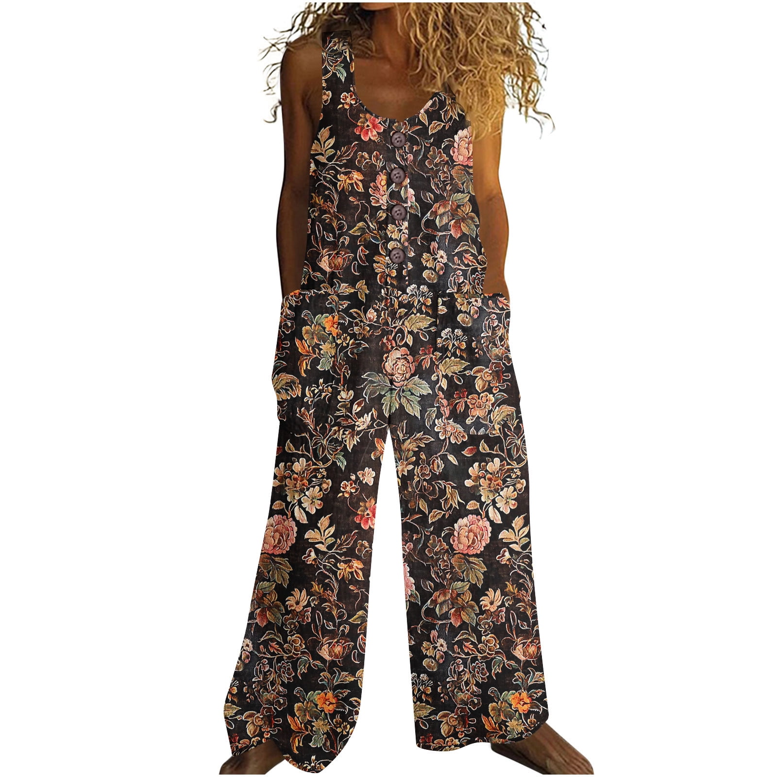 Click here for Unbranded Womens Printed Summer Round-Neck Button-... prices