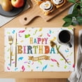 Happy Birthday Placemats Set of 8, Cotton Linen Fabric Place Mats ...