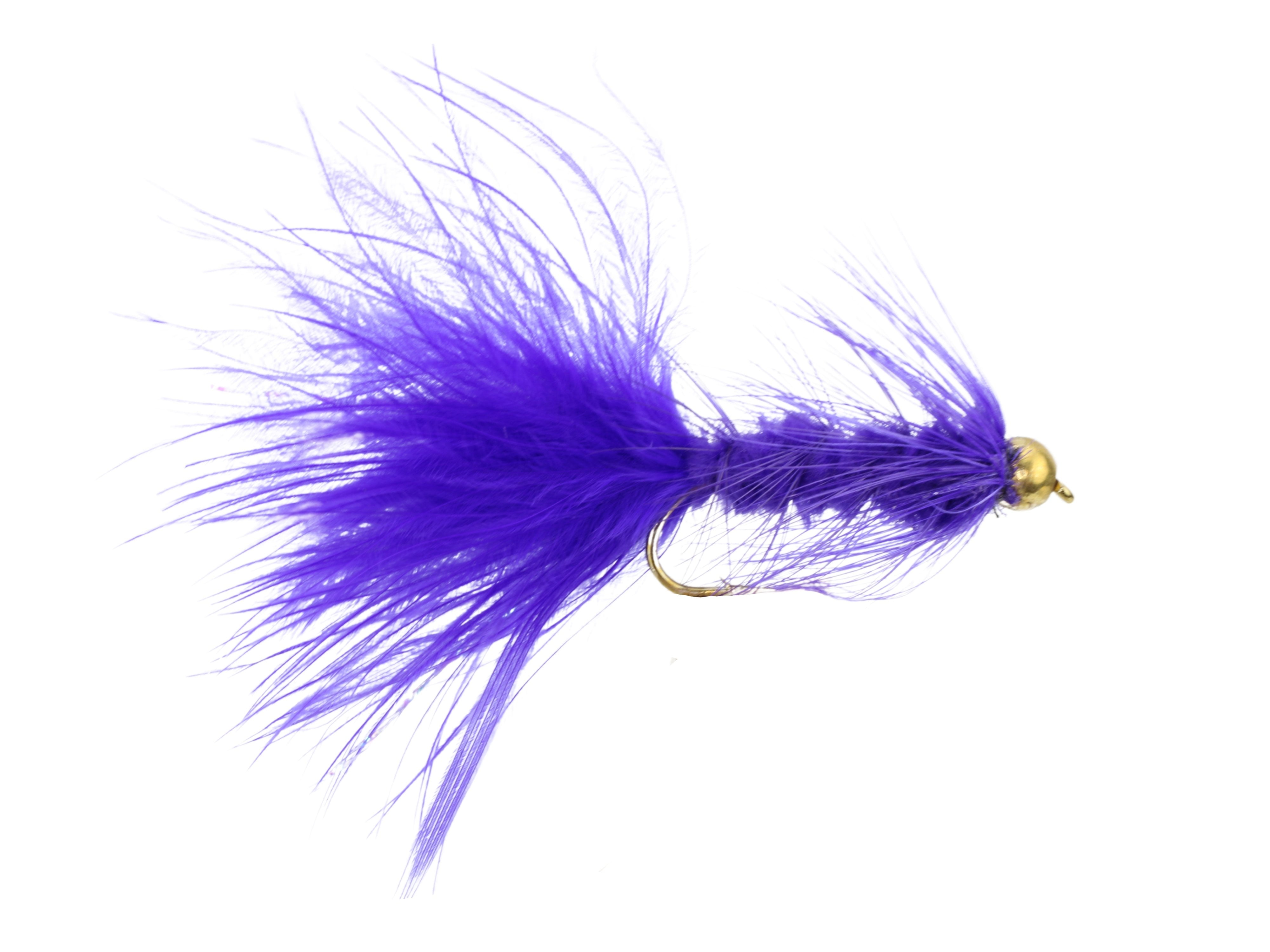 Wild Water Fly Fishing Purple Wooly Bugger w/ Bead Head, Size 10, Qty ...