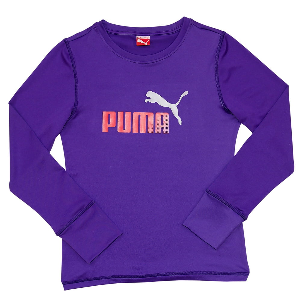 PUMA - PUMA Girls Long Sleeve Top Athletic Sports Breathable T-Shirt ...