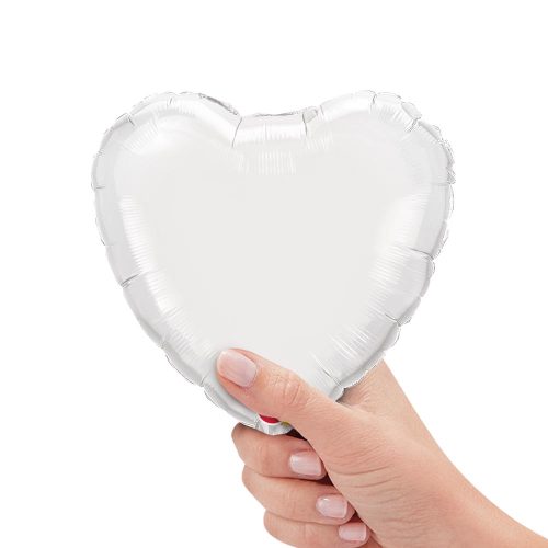 9 inch Heart - White (Air-Fill Only) Foil Mylar Balloon - Party ...