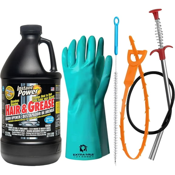 Instant Power Hair and Grease Drain Opener, 2-Liter Dissolves Hair ...