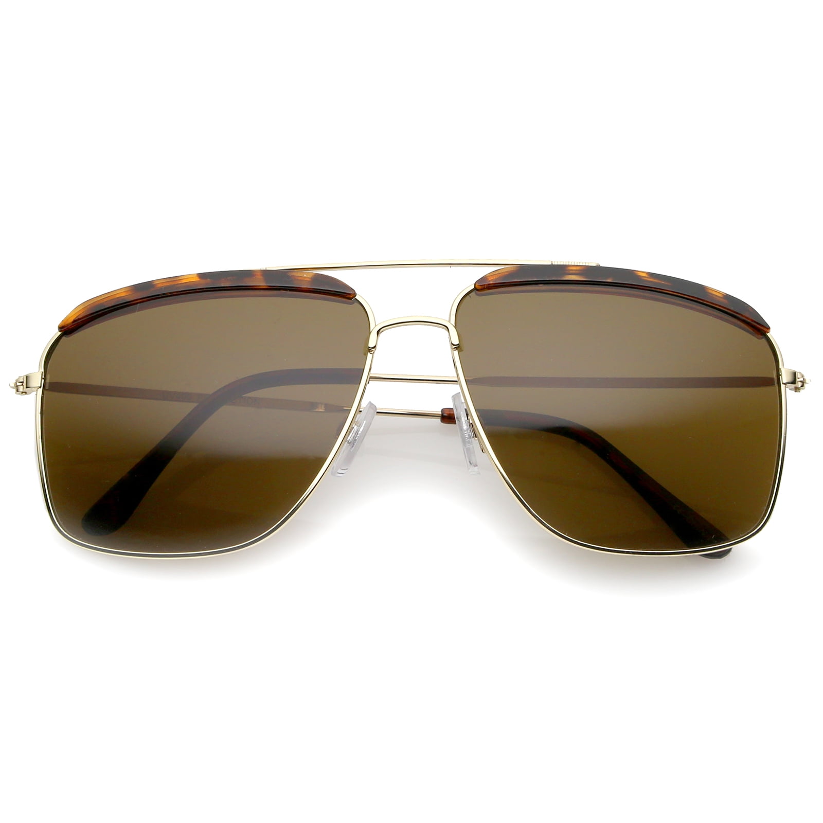sunglassLA Unisex Retro Brow Accent Thin Metal Frame Square Aviator ...
