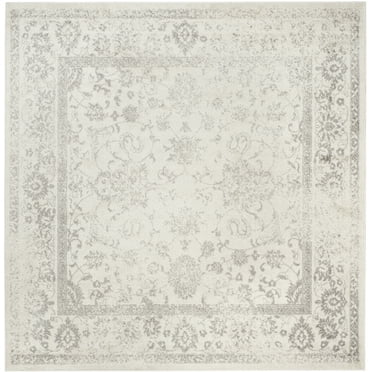 SAFAVIEH Adirondack Wyatt Traditional Distressed Area Rug, Ivory/Silver ...