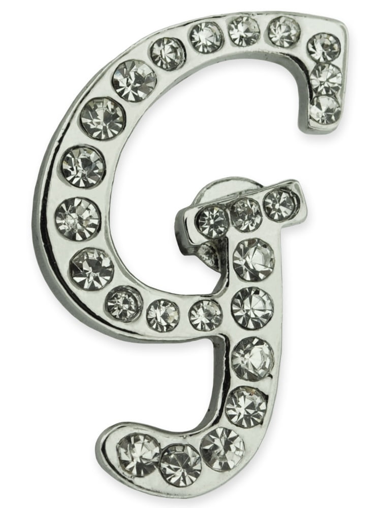 PinMart's Silver Plated Rhinestone Alphabet Letter G Lapel Pin ...