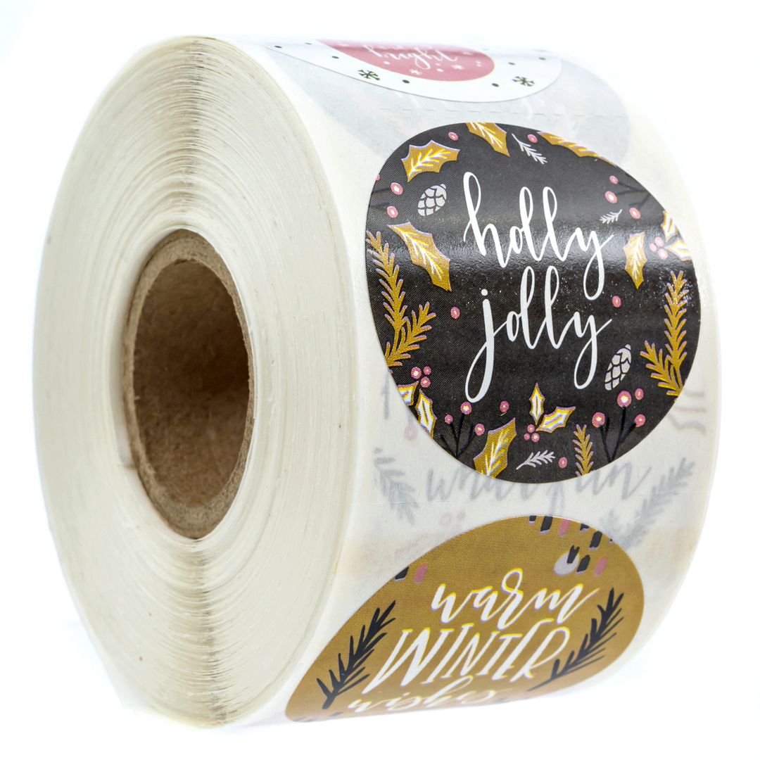 Grey, Mustard and Pink Christmas Stickers / 500 Holiday Stickers / 1.5 ...