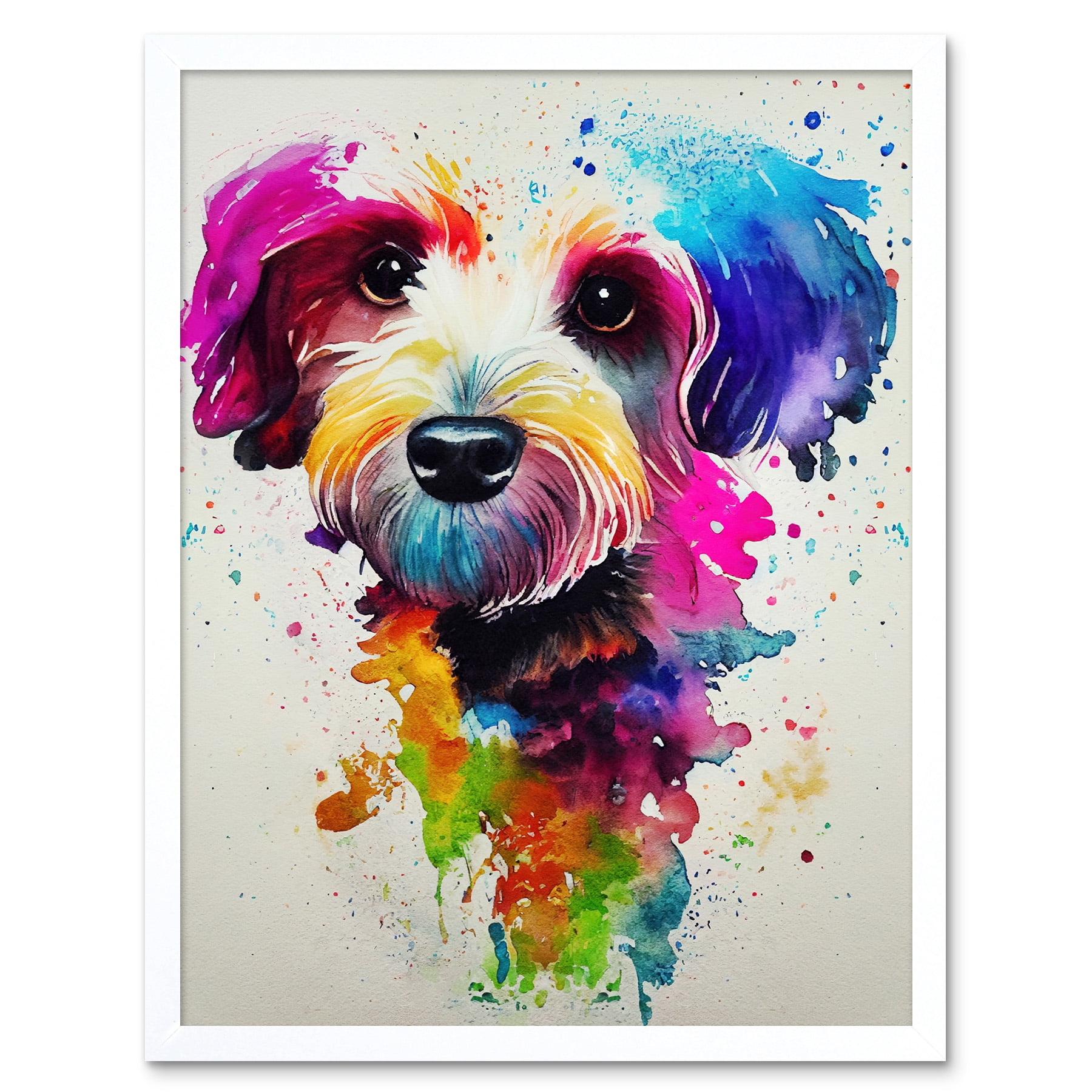 Ink Splatter Cockapoo Dog Watercolour Painting Art Print Framed Poster ...